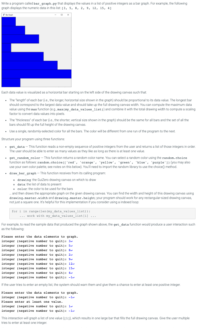 Solved Write a program called bar_graph.py that displays the | Chegg.com