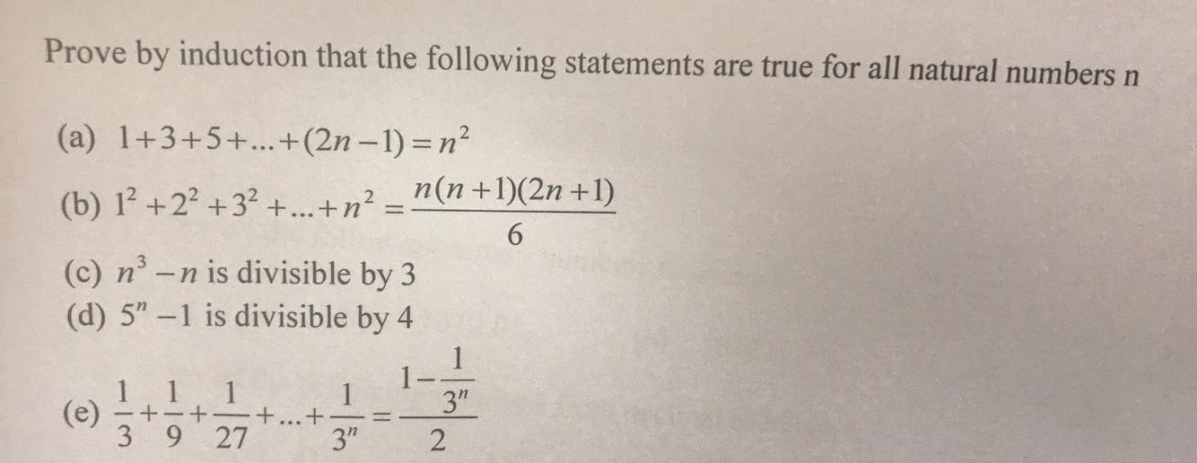 Solved Prove by induction that the following statements are | Chegg.com