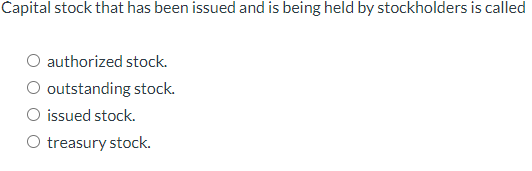 Solved Capital stock that has been issued and is being held | Chegg.com