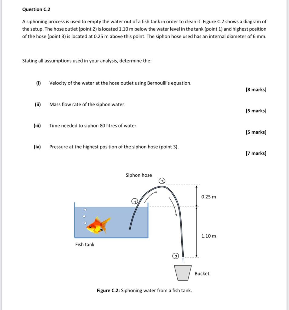 Solved Question C.2 A siphoning process is used to empty the | Chegg.com