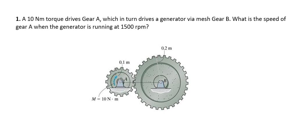 Solved 1. A 10Nm torque drives Gear A, which in turn drives | Chegg.com