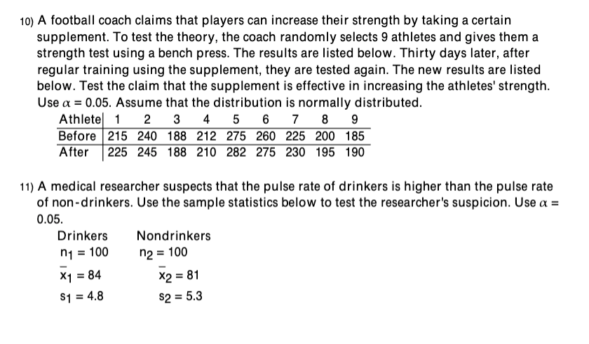 Solved 10) A football coach claims that players can increase | Chegg.com