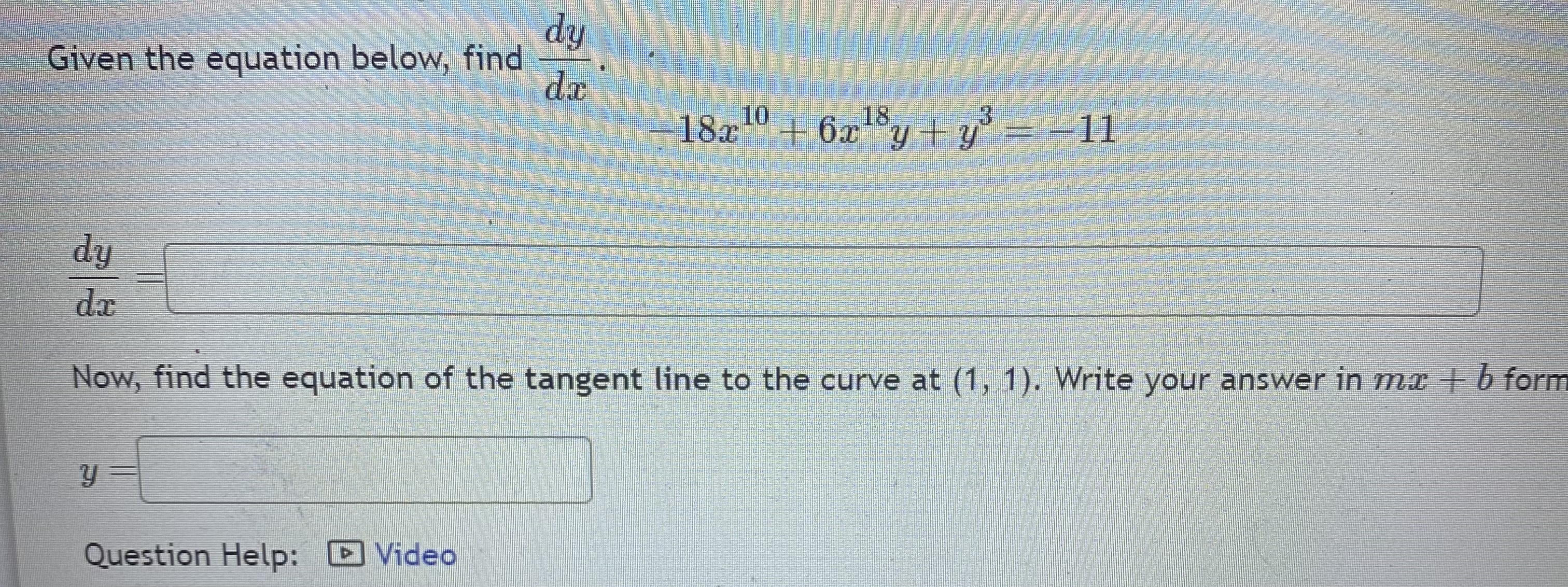 Solved Given the equation below, find dxdy. | Chegg.com