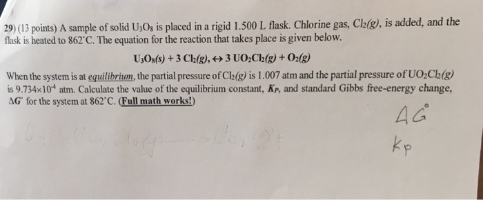 Solved A sample of solid U_3O_8 is placed in a rigid 1.500 L | Chegg.com