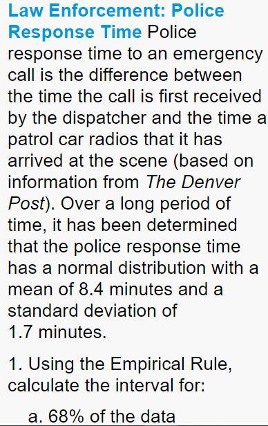 Solved Law Enforcement: Police Response Time Police response | Chegg.com