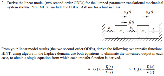 Solved 2. Derive the linear model (two second-order ODEs) | Chegg.com