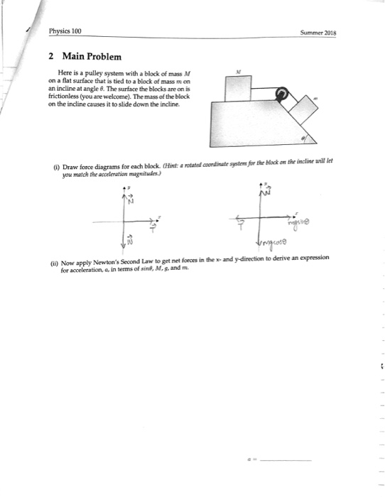 Solved Physics 100 Summer 2018 2 Main Problem Here is a | Chegg.com