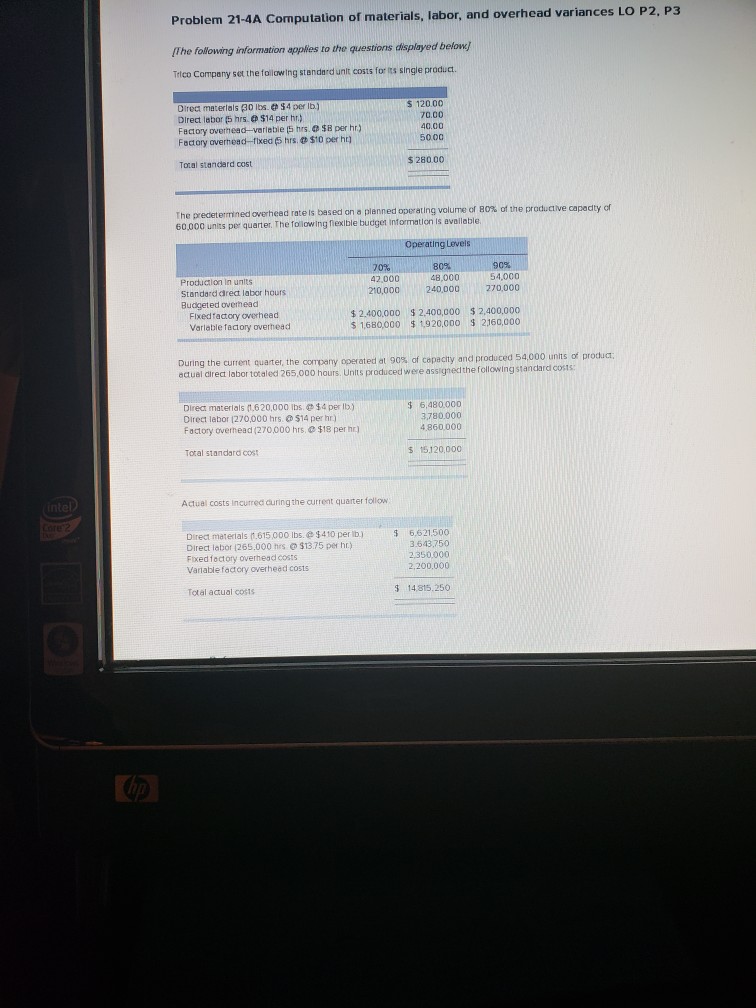 Solved Problem 21-4A Computation of materials, labor, and | Chegg.com