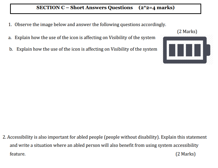 Solved SECTION C-Short Answers Questions (2*2=4 marks) 1. | Chegg.com