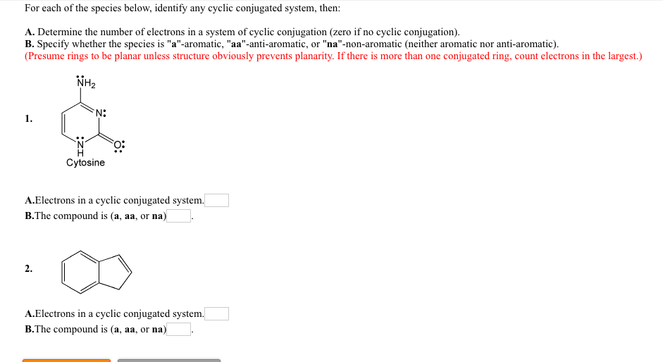 Solved For each of the species below, identify any cyclic | Chegg.com