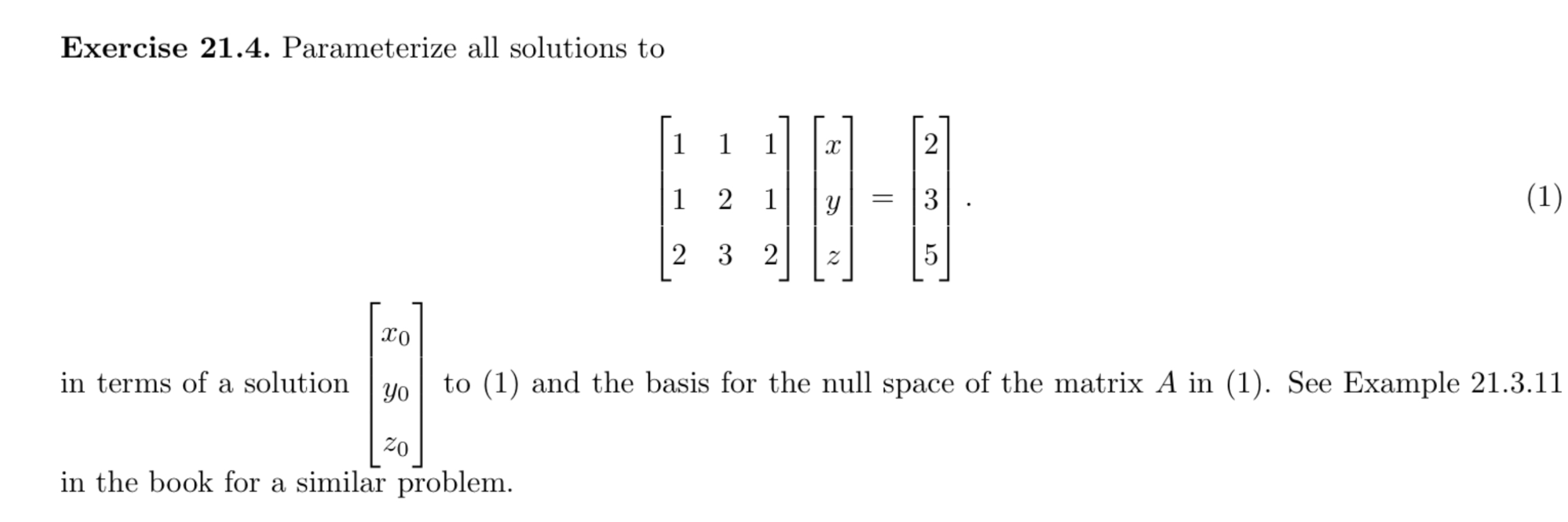 Solved Exercise 214 ﻿parameterize All Solutions 