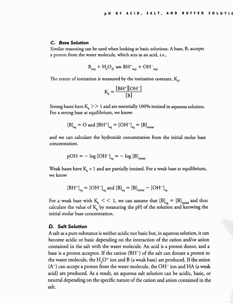 DATA AND CALCULATIONS A pH of Acid Solutions: 1. | Chegg.com