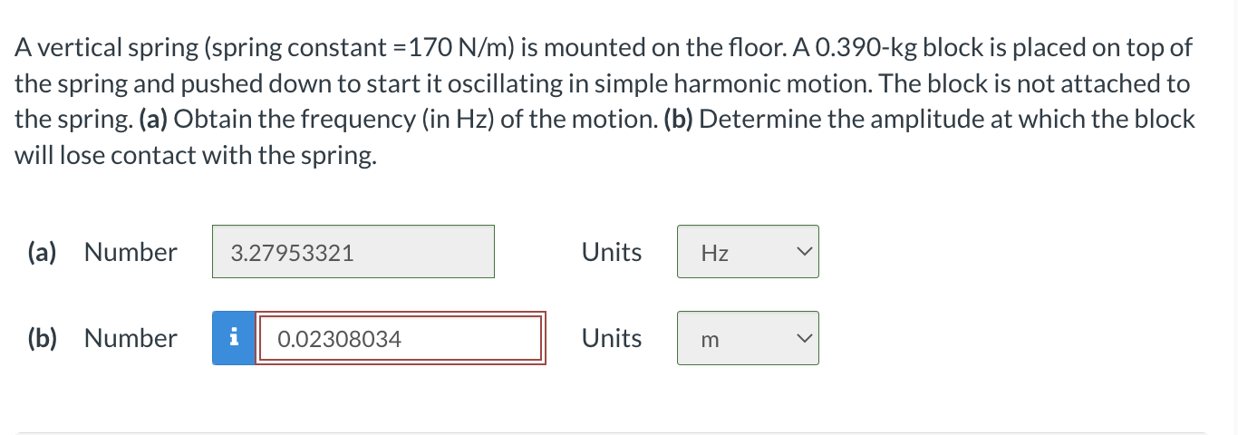 Solved = A vertical spring (spring constant =170 N/m) is | Chegg.com