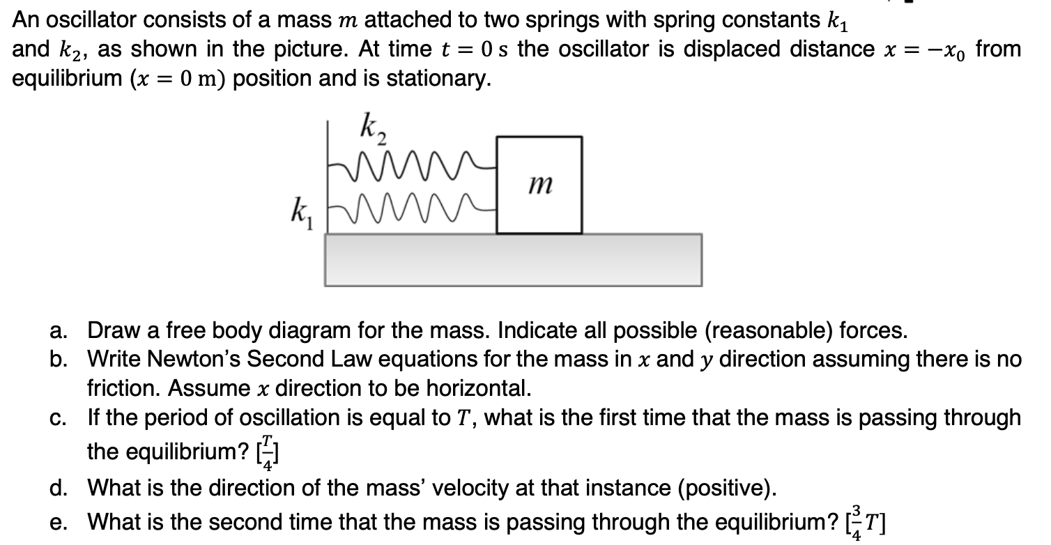 Solved An oscillator consists of a mass m attached to two | Chegg.com