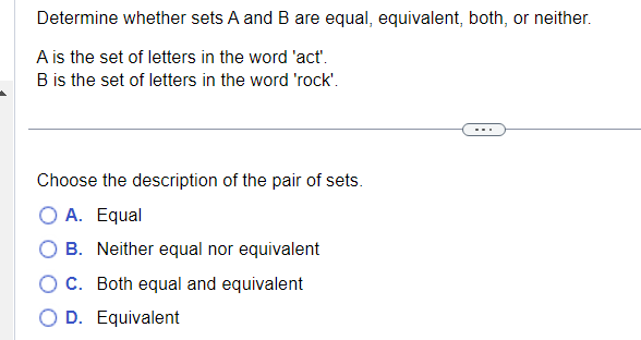 Solved Determine whether sets A and B are equal, equivalent, | Chegg.com