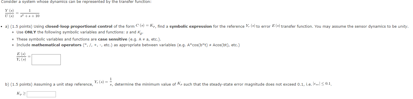 Solved Consider A System Whose Dynamics Can Be Represented 