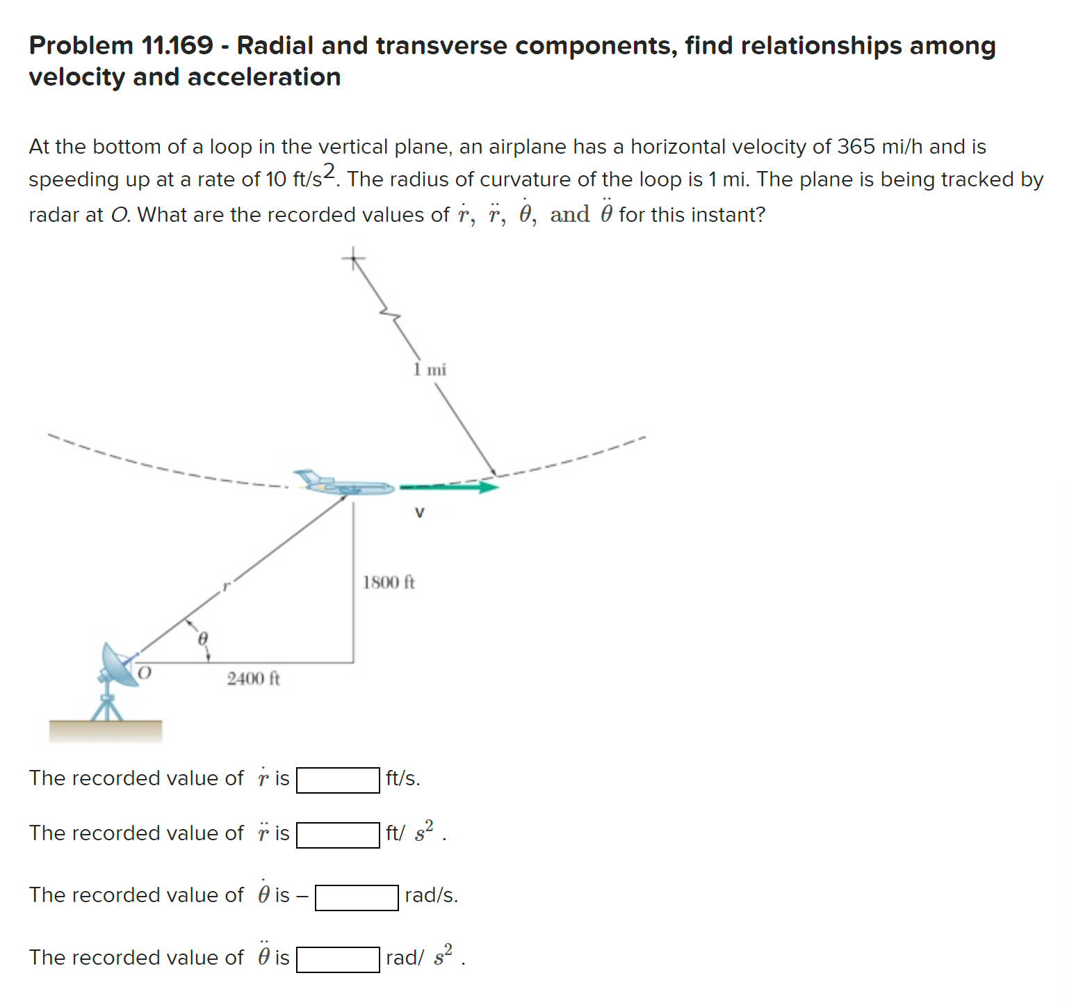Solved Problem 11.169 - Radial and transverse components, | Chegg.com