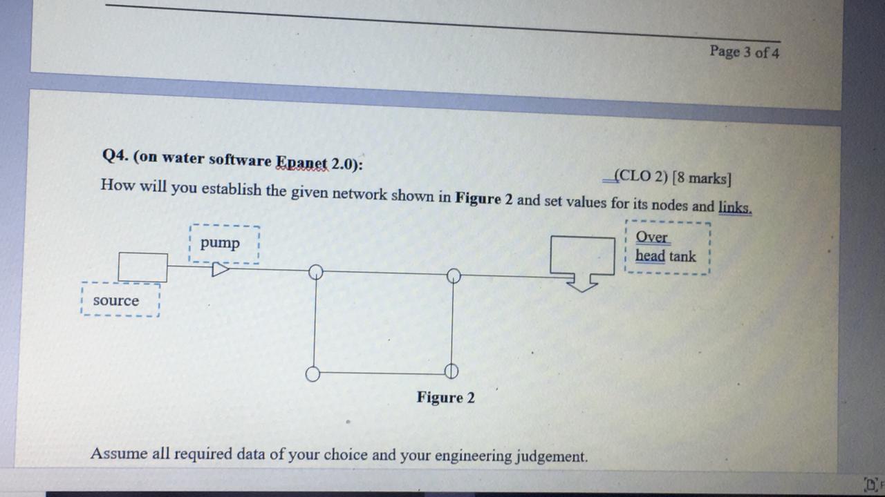 Solved Page 3 of 4 Q4. (on water software Epanet 2.0): (CLO | Chegg.com