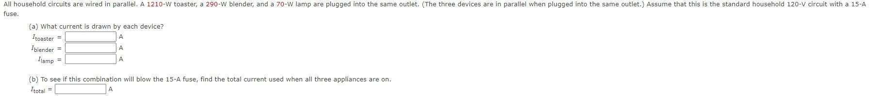 Solved (a) What current is drawn by each device? Itoaster | Chegg.com