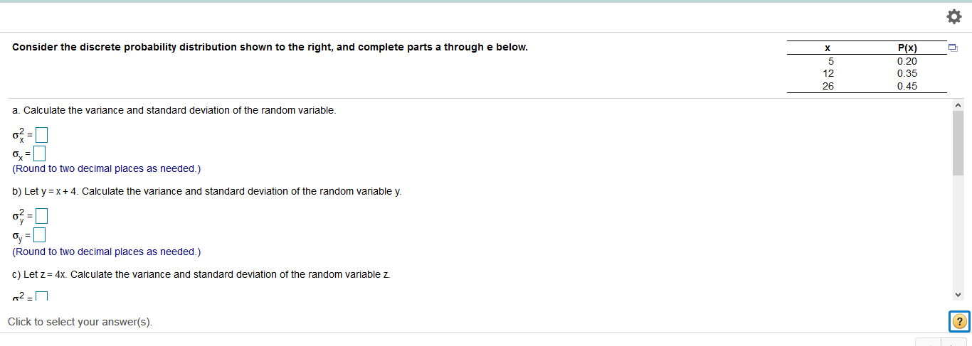 Solved o Consider the discrete probability distribution | Chegg.com