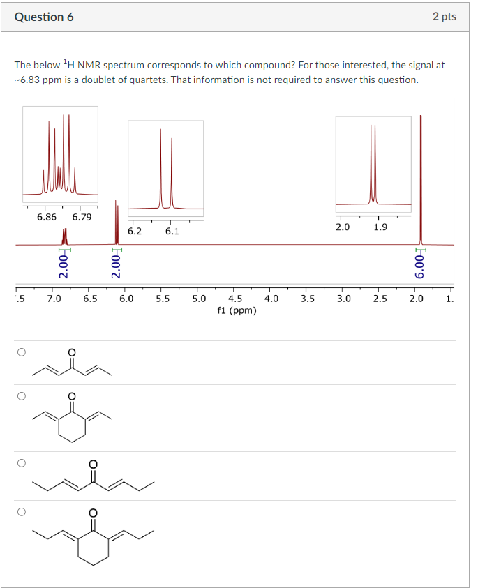 Solved The below 1H NMR spectrum corresponds to which | Chegg.com