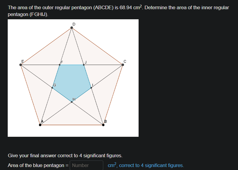 Solved The area of the outer regular pentagon (ABCDE) is | Chegg.com