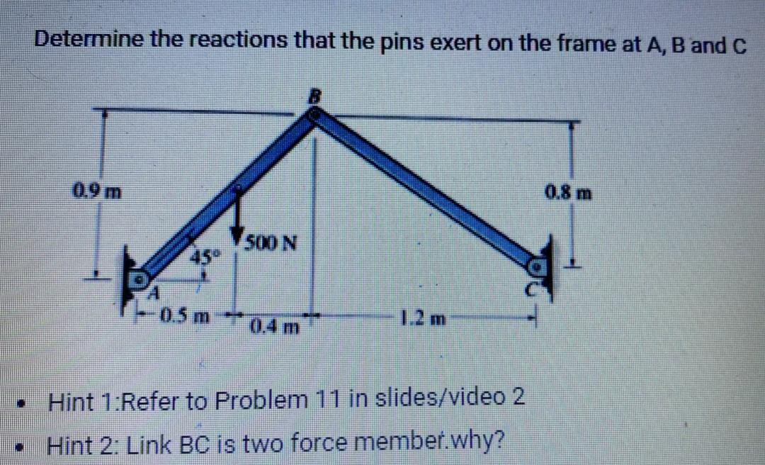 Solved Determine the reactions that the pins exert on the | Chegg.com