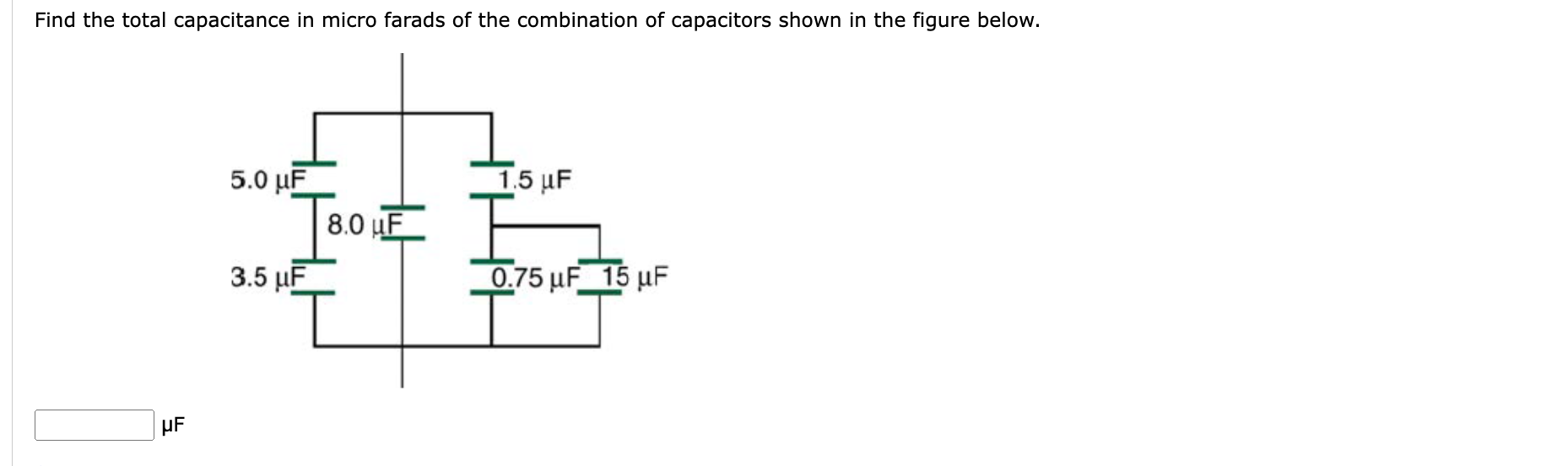 Solved Find the total capacitance in micro farads of the | Chegg.com