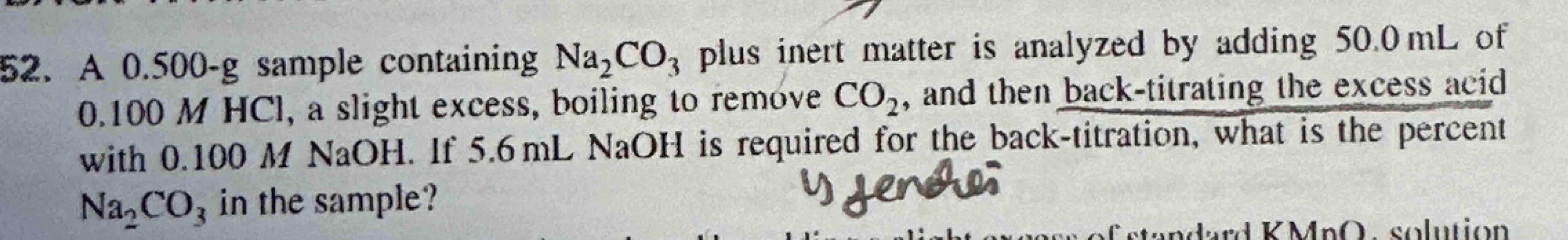 Solved A 0.500g ﻿sample containing Na2CO3 ﻿plus inert matter | Chegg.com