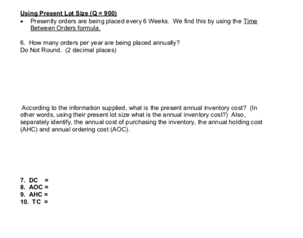 Solved Economic Order Quantity Exercise (30 Points) SCM 300 | Chegg.com