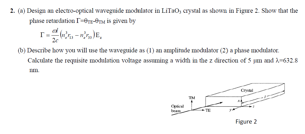 Solved 2 A Design An Electro Optical Waveguide Modulator