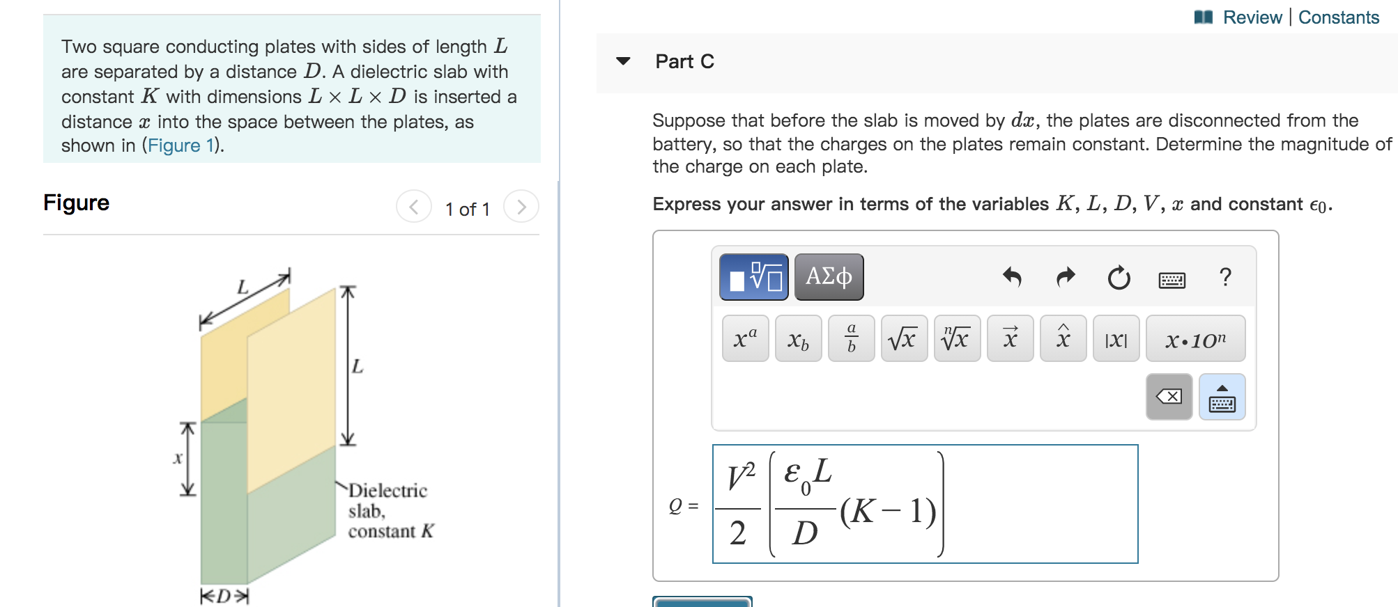 Solved Review | Constants Part C Two square conducting | Chegg.com
