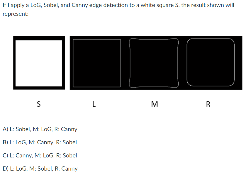 Solved If I apply a LOG, Sobel, and Canny edge detection to | Chegg.com