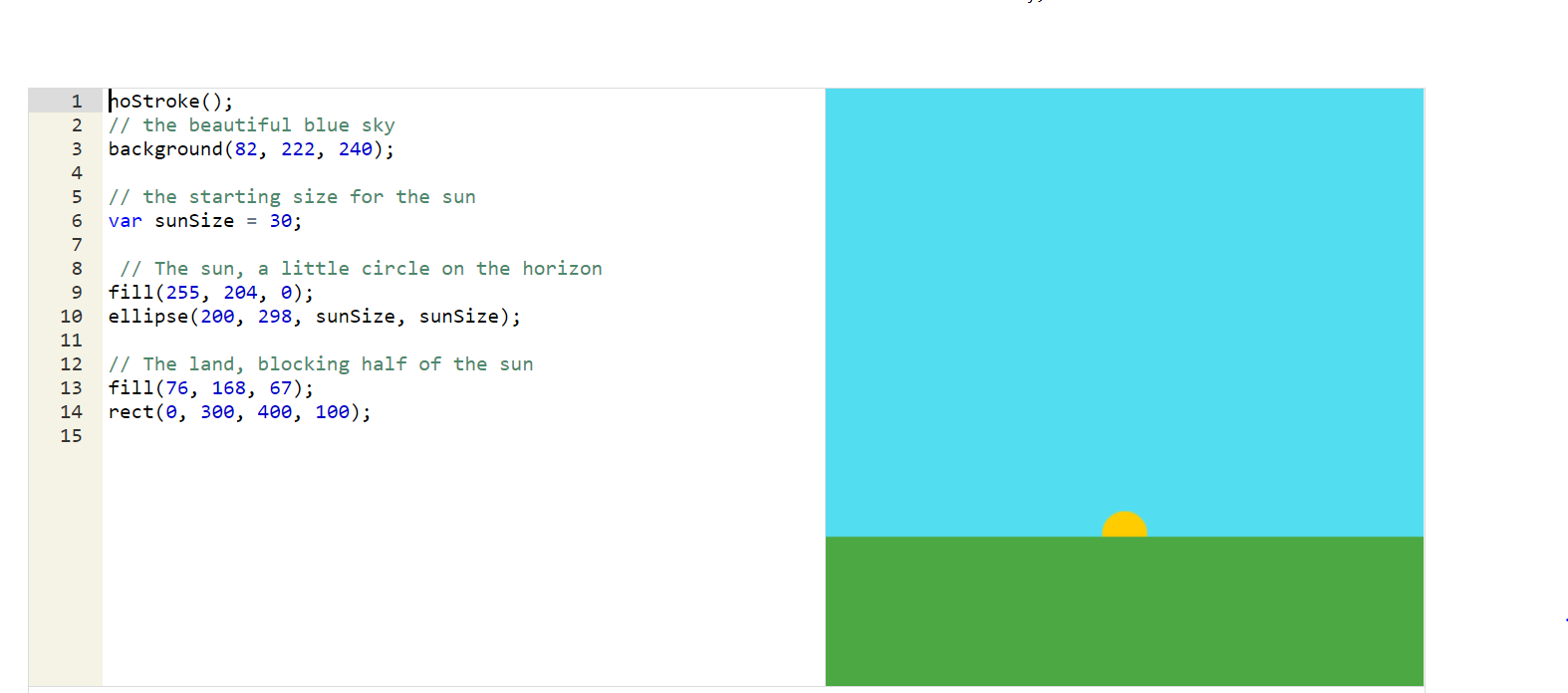 Java Script Use provided code to have two suns (one | Chegg.com