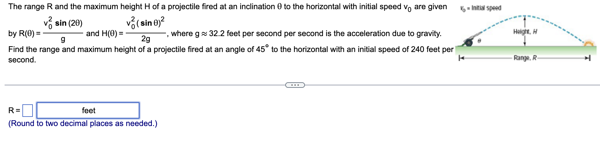 Solved The range R and the maximum height H of a projectile | Chegg.com