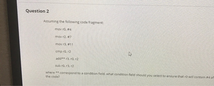 Solved Question 2 Assuming The Following Code Fragment Mov 