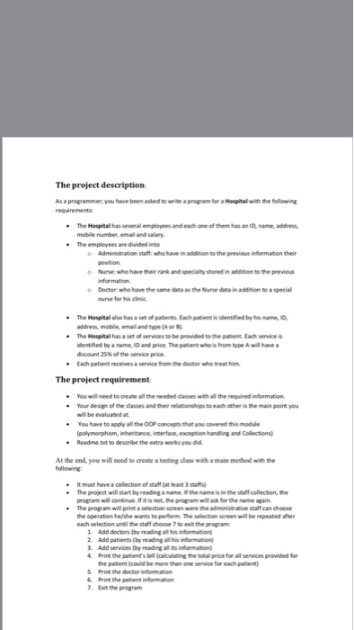 The project description As a programmer; you have | Chegg.com