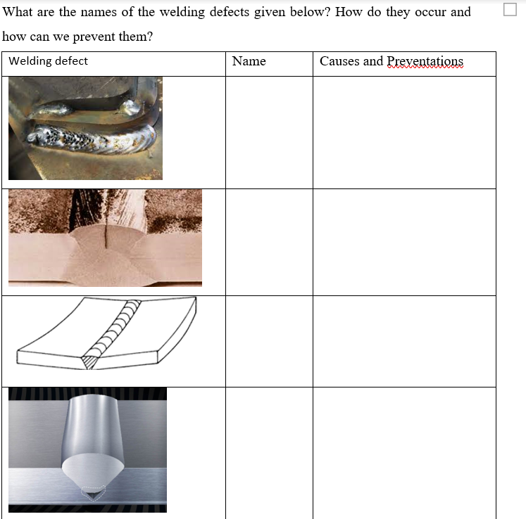 Solved What are the names of the welding defects given | Chegg.com