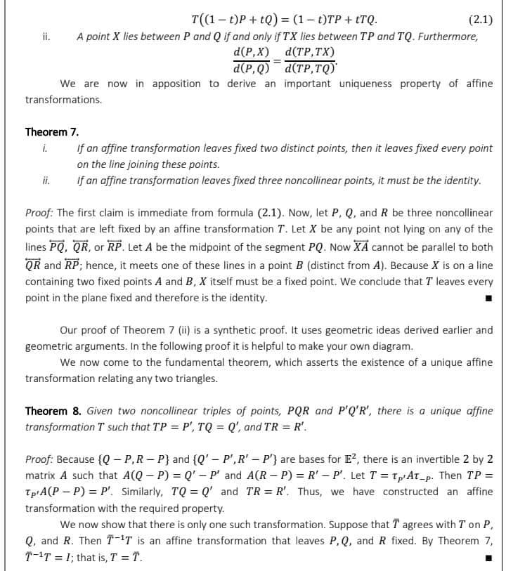 Solved Fundamental Theorem of Affine Geometry Affine | Chegg.com