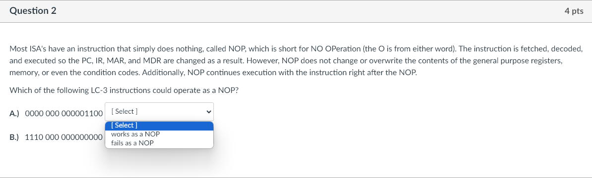 Solved Most ISA's have an instruction that simply does | Chegg.com