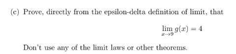Solved c) Prove, directly from the epsilon-delta definition | Chegg.com