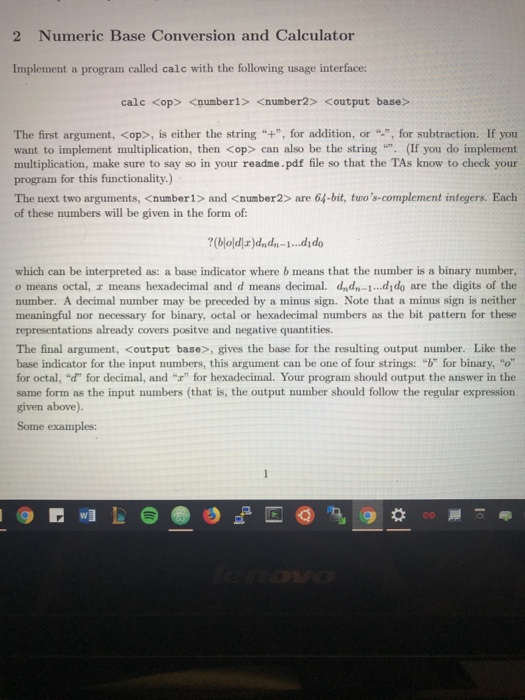 Solved 2 Numeric Base Conversion and Calculator Implement a | Chegg.com