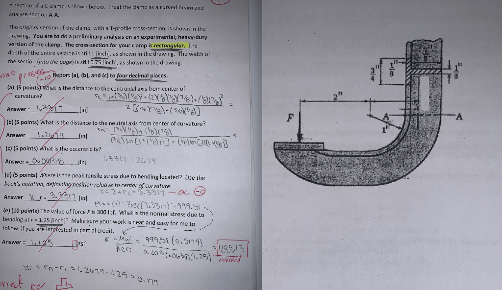 Solved A section of a C-clamp is shown below. Treat the | Chegg.com