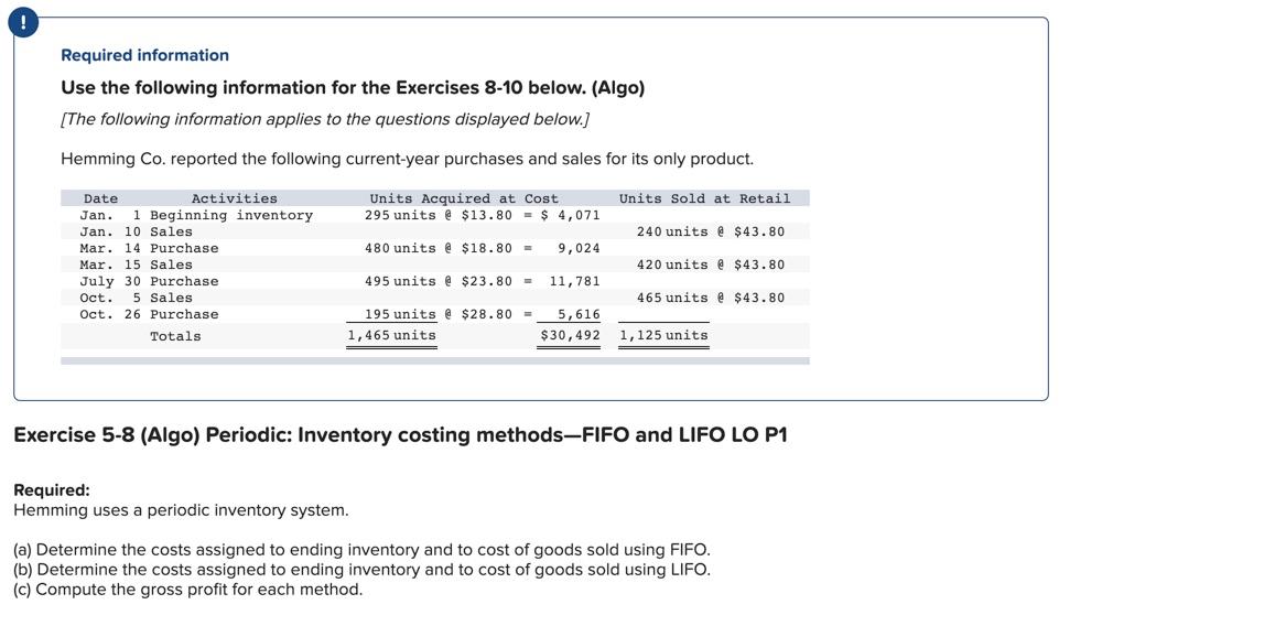 Solved ! Required information Use the following information | Chegg.com