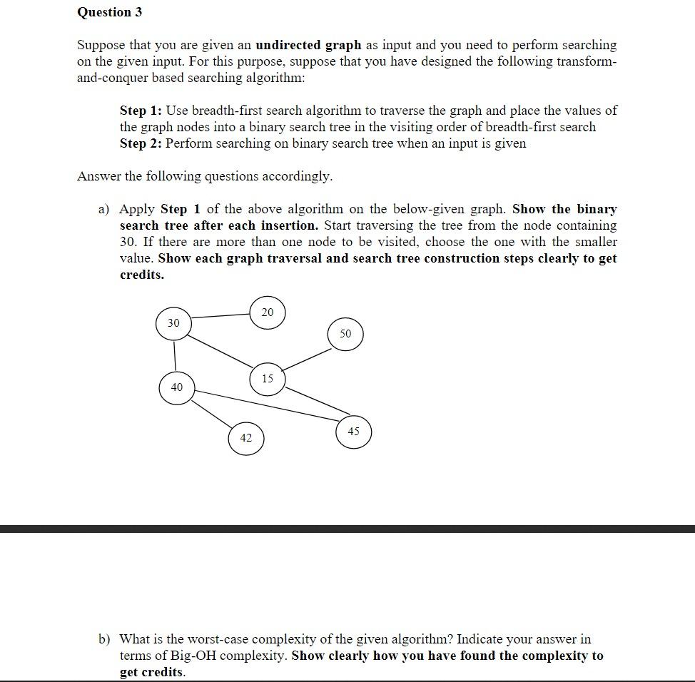 Solved Question 3 Suppose that you are given an undirected | Chegg.com