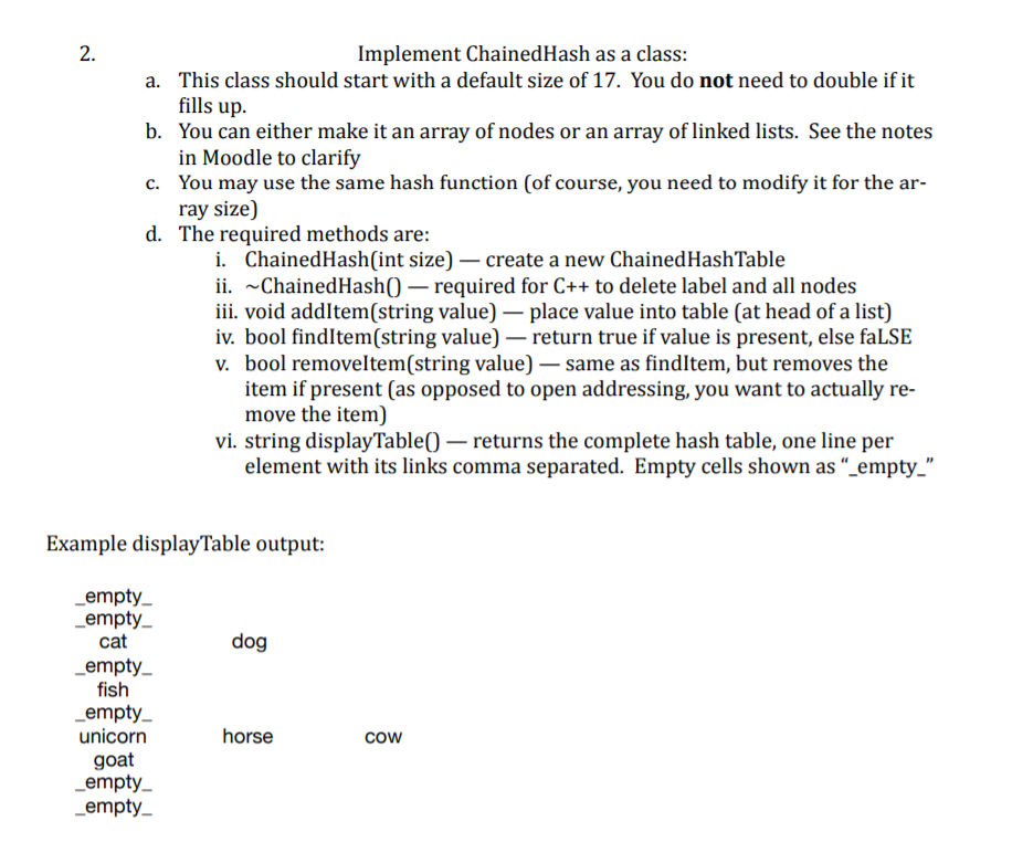 This lab requires that you create two hash tables, | Chegg.com
