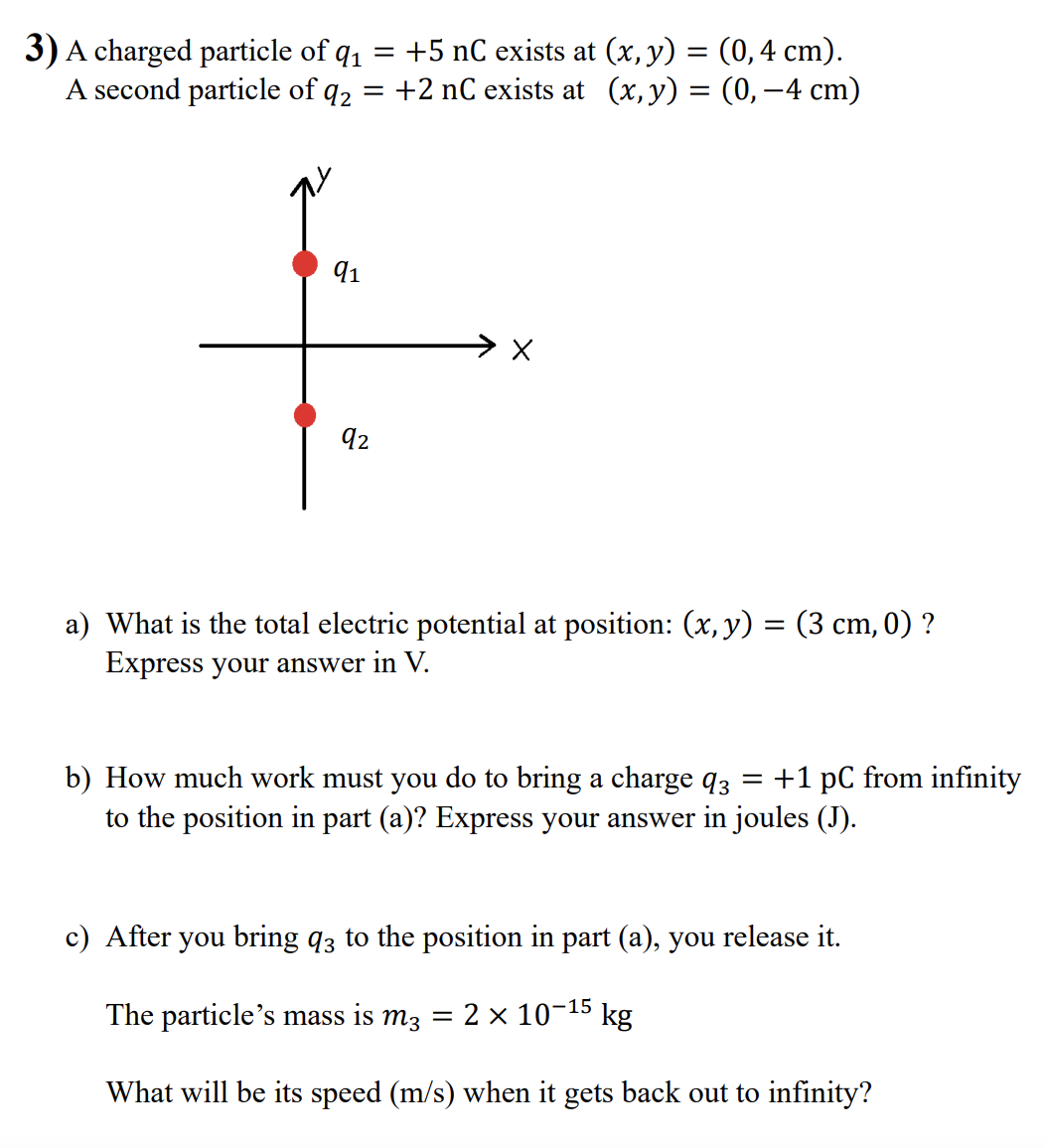 Solved A charged particle of q1=+5nC ﻿exists at | Chegg.com