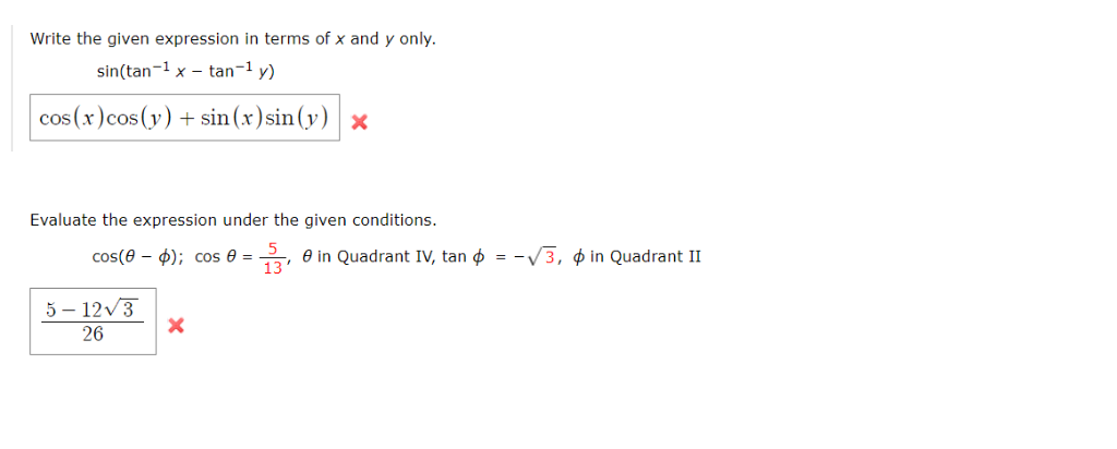 Solved Write the given expression in terms of x and y only. | Chegg.com
