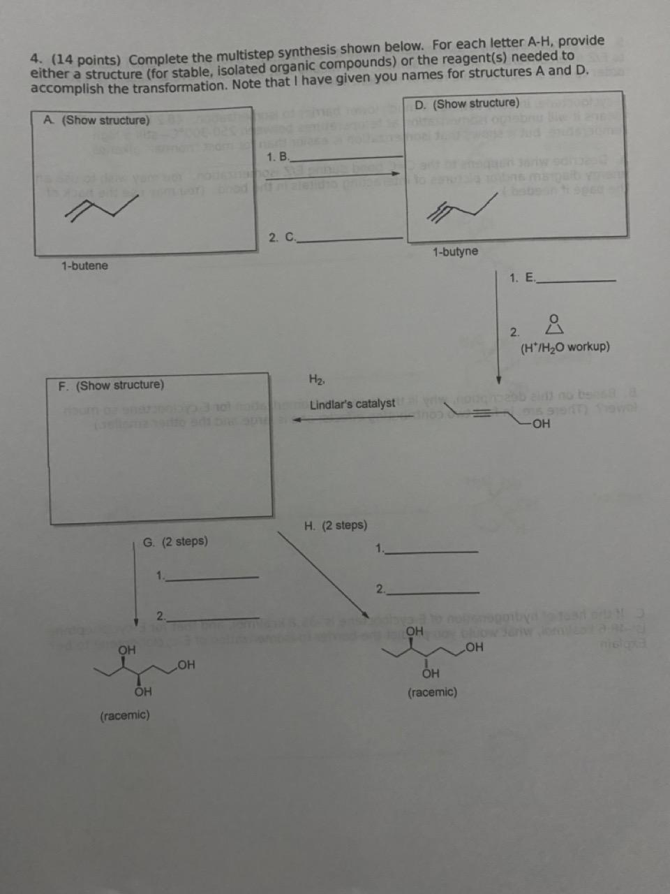 Solved 4. (14 points) Complete the multistep synthesis shown | Chegg.com