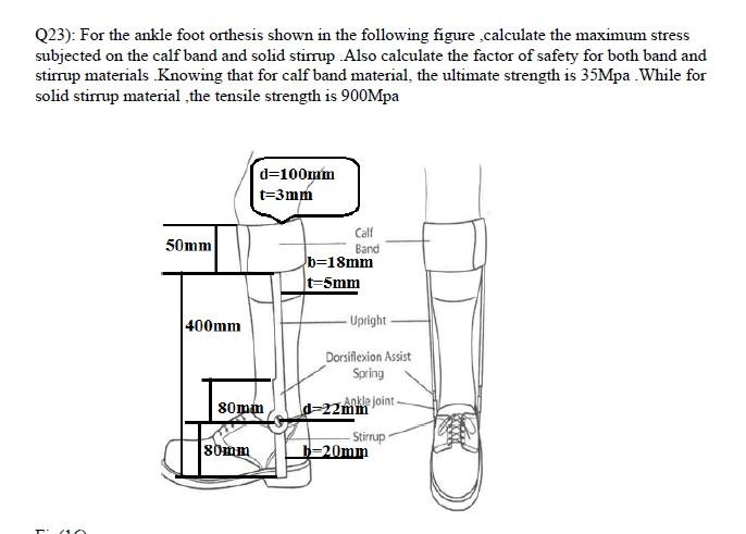 Solved Q23): For the ankle foot orthesis shown in the | Chegg.com